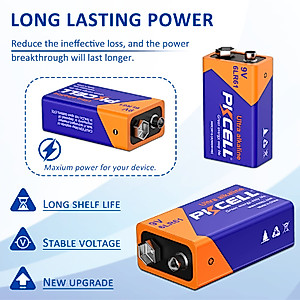 PILOCEL Smoke Alarm Batteries, 9 Volt Alkaline Performance All-Purpose Batteries, 10 Count Pack Ultra Long-Lasting for Household and Office Devices