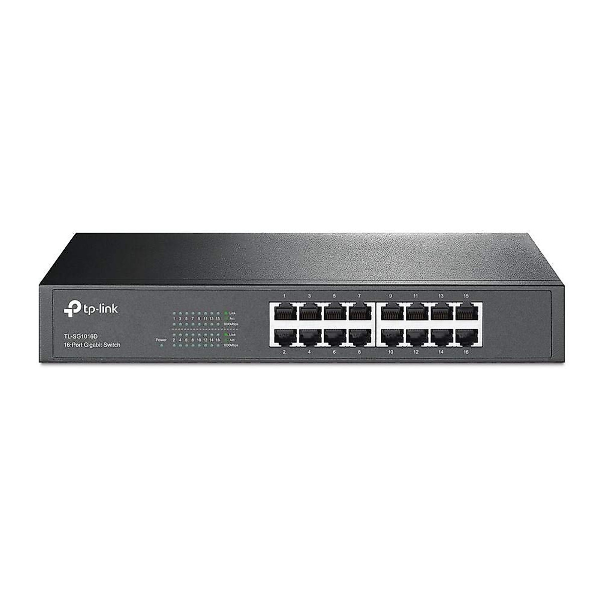 TP-Link 16-Port Gigabit Ethernet Unmanaged Switch Plug and Play Metal Desktop/Rackmount Fanless (TL-SG1016D)
