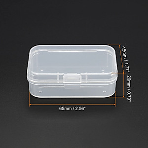 PATIKIL Clear Storage Container with Hinged Lid 65x45x20mm, 4 Pack Plastic Rectangular Box for Beads Art Craft