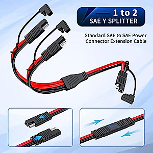 ELECTOP 10AWG SAE Y Splitter Cable SAE Quick Disconnect Connector, 1 to 2 SAE to SAE Extension Cable 2-Way Wire Splitter, SAE DC Power Automotive Adapter Cable SAE Plug for Solar Panel Battery Charger