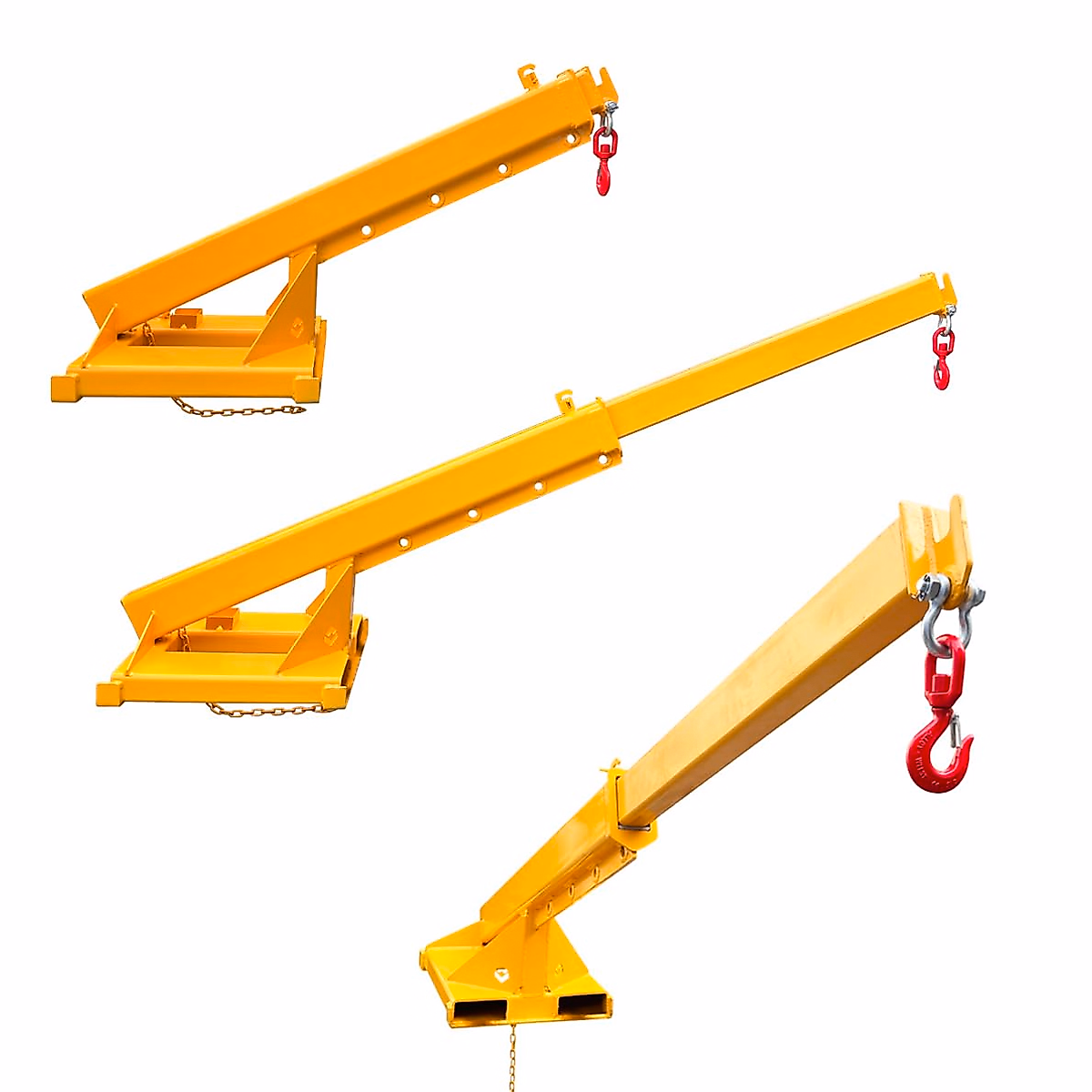 INTBUYING Forklift Jib Boom Crane, 6600LB/3T Forklift Mobile Crane, Forklift Lifting Hoist with 63-98in Length Crane Boom, Truss Hoist Jib Boom, Hook Extension Attachment for Towing and Handling
