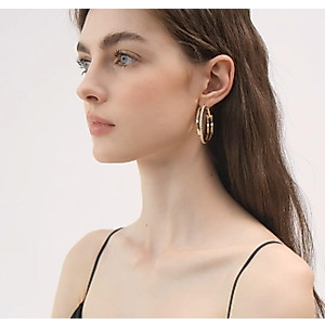 Gemini Women's Jewerly 18k Yellow Gold Filled CZ Diamonds Hoop Earrings Valentine's Day Gifts Gm032Yg 1.5 inches