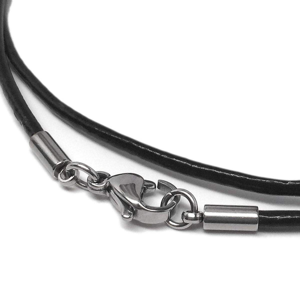 Loralyn Designs Small Simple Stainless Steel Cross Pendant 18 Inch Black Leather Necklace Cord