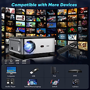 XIWBSY Projector with WiFi and Bluetooth Native 1080P 500 ANSI Full HD Portable Projector for Home Theater Gaming,Compatible with iOS/Android/TV Stick/PS4/HDMI/USB/PPT