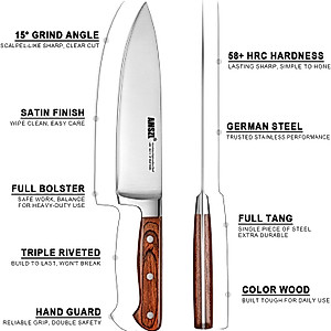 AMSZL Professional Chef's Knife 8 inch - High Carbon Steel - Ultra Sharp - Gift Box