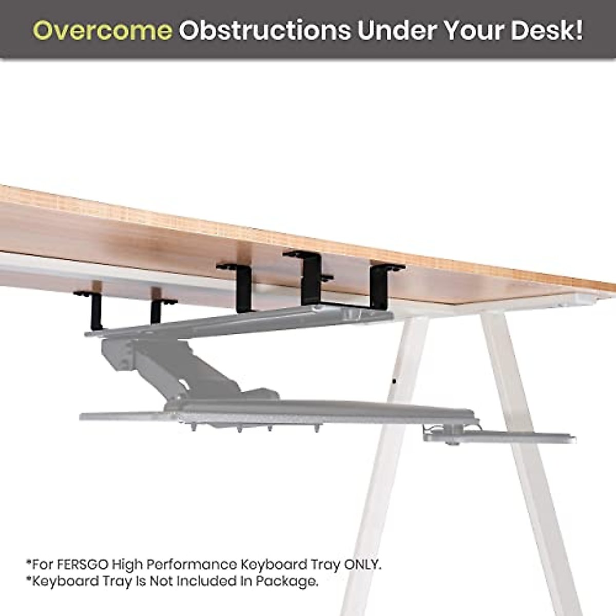 FERSGO Under Desk Keyboard Tray 20" x 11", Easy to Install Sliding Undermount Keyboard and Mouse Tray with Wrist Rest, Swivels 360° with Adjustable Height and ±15° Tilt Angle 17.75" Track With Spacers