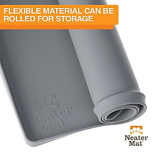 Neater Pet Brands Neater Mat - Waterproof Silicone Pet Bowls Mat - Protect Floors from Food & Water (Gunmetal, 24" x 16" Silicone)