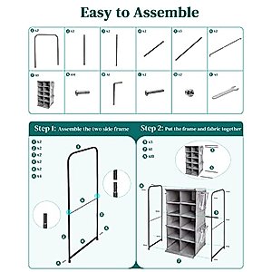 MULISOFT Shoe Cubby, Stackable Shoe Cubby Storage with 8 Pockets, 10-Cube Shoe Organizer Cubby with Top Storage and Handle, Shoe Rack for Closet, Small Space, Entryway, Bedroom, Dorm