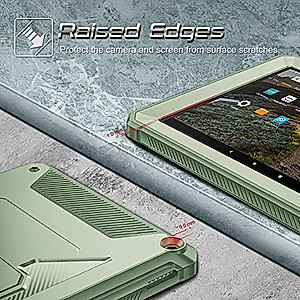 Fintie Case for Amazon Fire HD 10 and 10 Plus Tablet (11th Generation 2021 Release), [Tuatara] Rugged Unibody Hybrid Kickstand Cover w/Built-in Screen Protector, Sage Green
