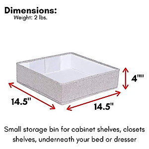 Internet's Best Small Collapsible Under the Bed Storage Bin - Small Square - 14.5 x 14.5 - Short Closet Shelf Open Storage - Rigid Frame Canvas Container