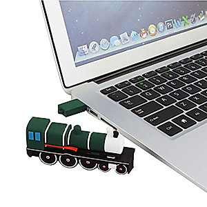 CHUYI Rubber Train Shape 128GB USB 2.0 Flash Drive Cartoon Pen Drive Memory Stick Cute Thumb Drive Jump Drive Gift (Green)