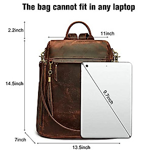 S-ZONE Women Vintage Genuine Leather Backpack Purse Anti-theft Fashion Travel Schoolbag