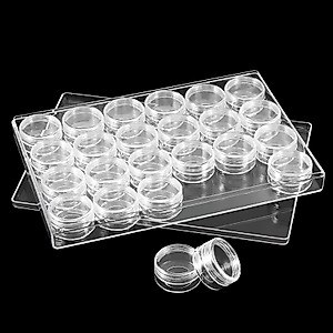 ZOENHOU 4 Pack 24 Grids Diamond Painting Storage Containers, Embroidery Diamond Storage Box Beads Organizer Case with Lid Clear Nail Art Accessories for Jewelry DIY