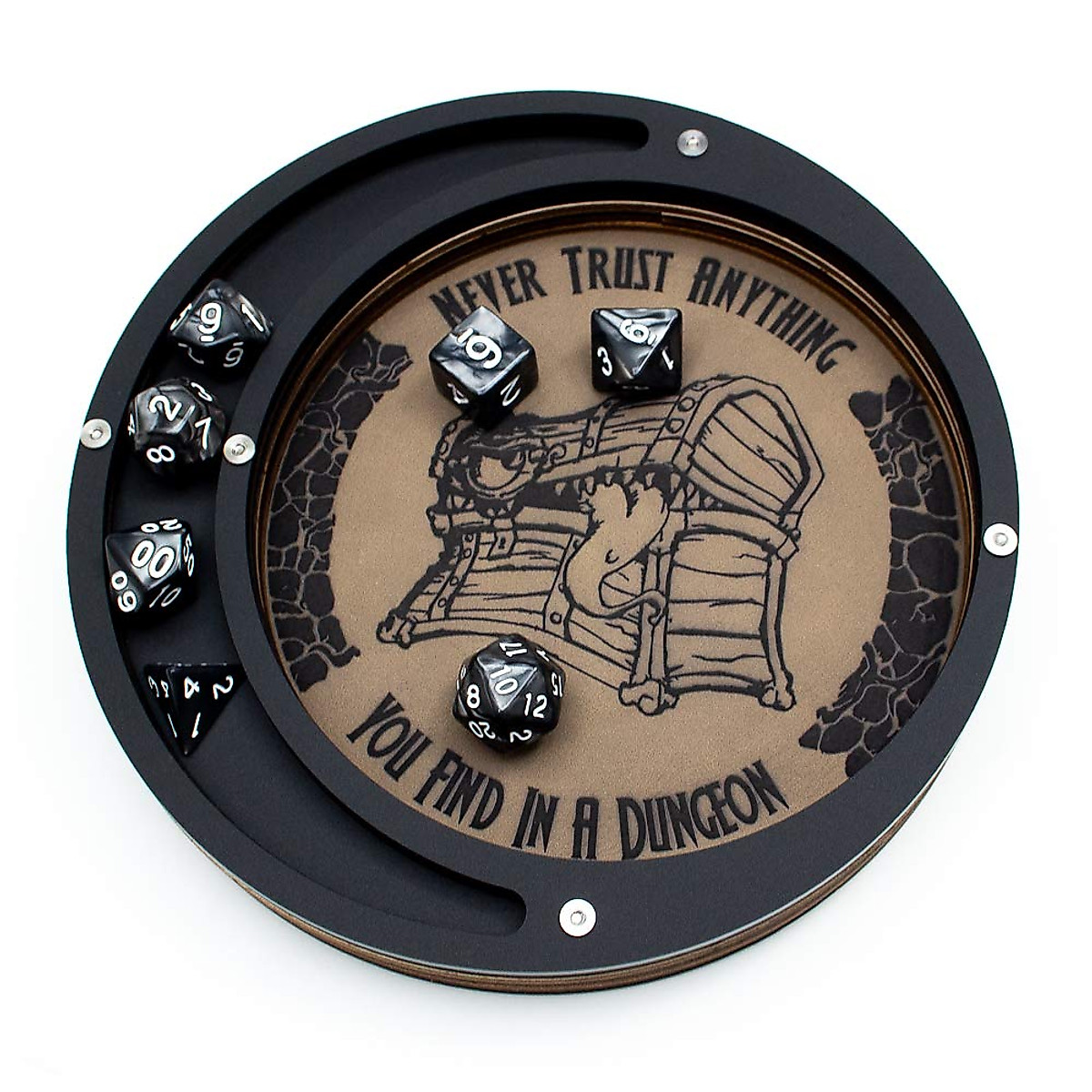 C4Labs 7.25" Padded Vegan Leather Eclipse Dice Tray - Mimic Dungeon Monster