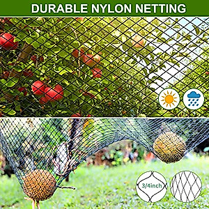 WOSCMI Bird Netting - 25 X 50 feet Garden Netting for Birds Tree Nets for Fruit Trees 3/4 inch Mesh Size Bird Netting for Garden