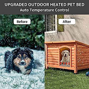 Outdoor Heated Pet Bed，Orthopedic Foam Heating Pet Bed for Small, Medium, Large and Dogs/Cats - Auto Temperature Control Outdoor Heated Cat Pad- with Removable Washable Cover - Water-Resistant Pet Mat