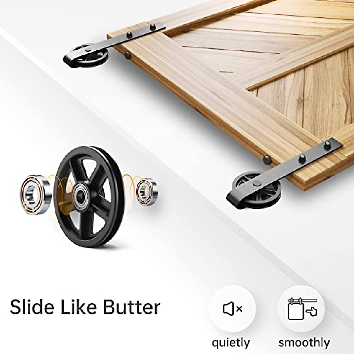 EaseLife 6.6 FT Sliding Barn Door Hardware Track Kit,Big Spoke Wheel,Heavy Duty,Slide Smoothly Quietly,Easy Install (6.6FT Track Kit for 36"~40" Wide Single Door)