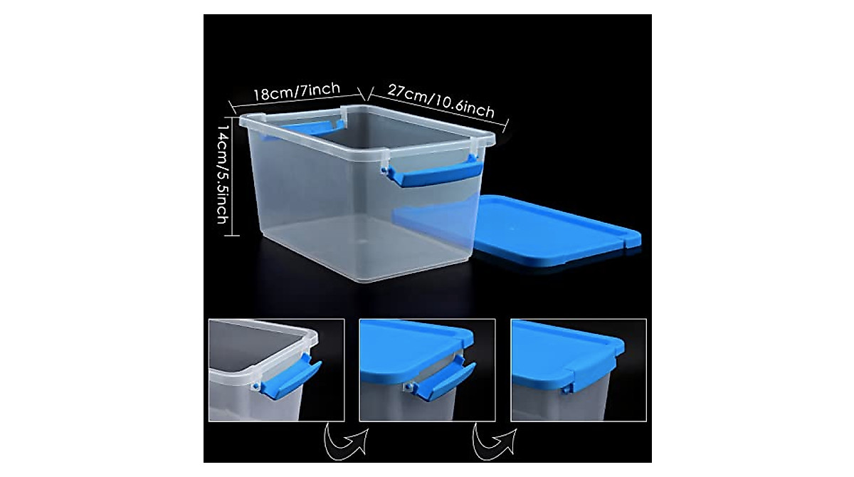 Get 4 Pack Small Stackable Storage Bins with Lids - Mixed Colors