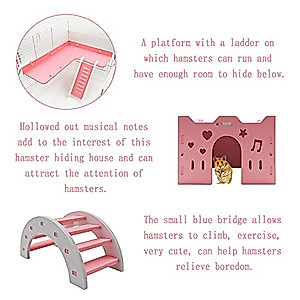 Hamster Platform with Climbing Ladder,Small Animal Wooden Natural Bridge Toy Guinea Pig Playground Cage Accessories for Hamster Guinea Pig Syrian Hamster Gerbil Dwarf Mouse Sugar Gliders 3 Pcs
