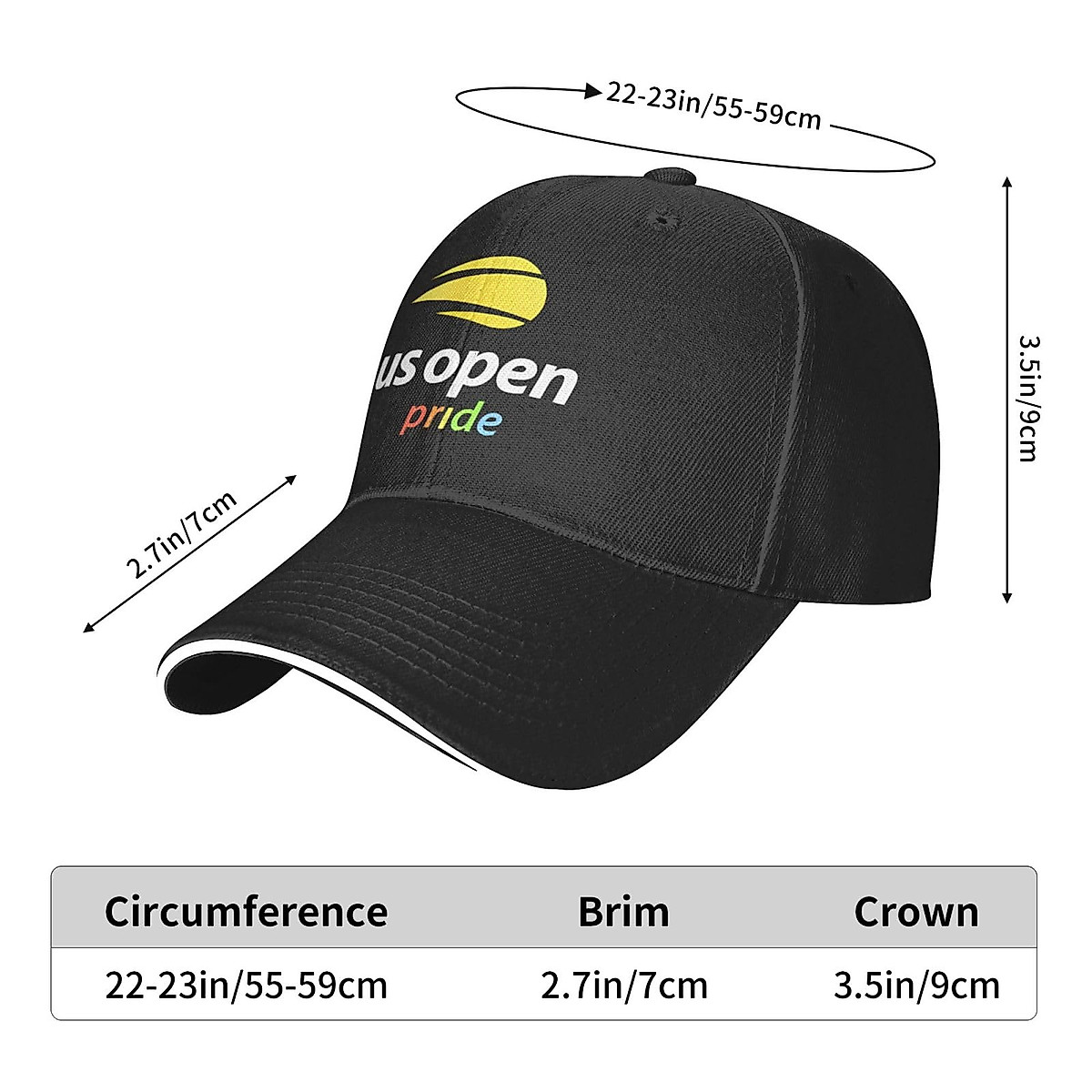 Us Open Tennis 2023 Sandwich Cap Unisex Classic Baseball Capunisex Adjustable Casquette Dad Hat Black