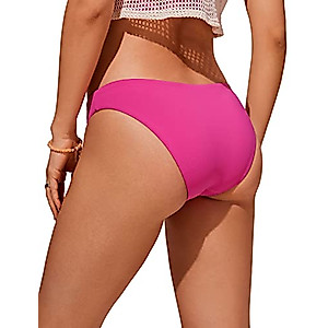 CRZ YOGA Womens Bikini Bottom Low Waisted Bathing Swimsuit Shorts Cheeky Swim Briefs Hibiscus Purple Small