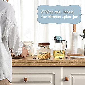 FYY Kitchen Labels,276 Spice Jar Labels,Pantry Labels,White + Black Script Preprinted Stickers,Waterproof,Tear Resistant,Food Containers Organization Labels Organize Storage Containers,Jars &Canisters