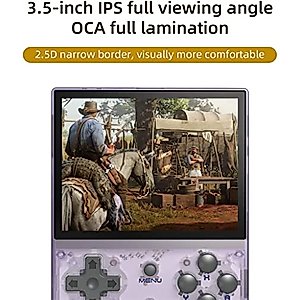 RG35XX Handheld Game Console with 5000 Games, 3.5inch IPS OCA Screen Linux System Chip Cortex-A9 Portable Handheld Nostalgic Arcade Retro Game Machine, 64g, 2100mAh (RG35XX Purple)