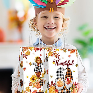Seajan 32 Pieces Thanksgiving Gift Bags with Tissue Paper Thanksgiving Party Favor Bag with Handles Fall Party Treat Paper Bags Fall Candy Bags Thanksgiving Fall Autumn Party Supplies and Gifts