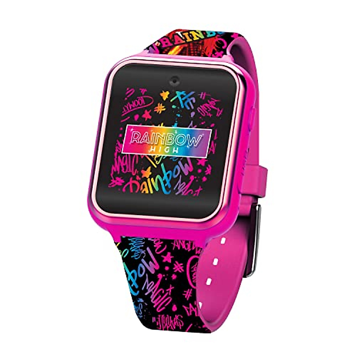 Accutime Kids Rainbow High Educational Learning Touchscreen Pink Smart Watch Toy with Multicolor Strap for Girls, Boys, Toddlers - Selfie Cam, Games, Alarm, Calculator, Pedometer (Model: RNB4017AZ)