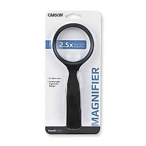 Carson HandHeld 2.5x Power Magnifier with 5x Spot Lens (JS-40) , black