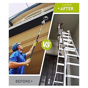 Lupar Light Bulb Changer Pole Kit 3 FT to 12 FT Telescoping Extension Pole with 2 Baskets and Suction Cup for High Ceilings and Recessed Lights Lightbulb Removal Changing