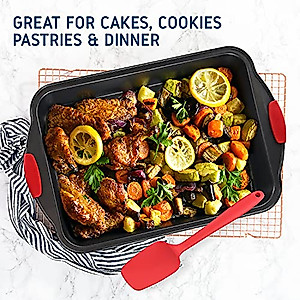 Baking Pan Set, 15 Piece Premium Nonstick Bakeware Sets BPA Free, Cookie Sheets Nonstick Steel Baking Sheets for Oven with Muffin Pan, Cake Pan & Kitchen Utensils - Black