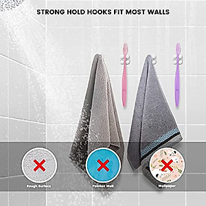 PUKOKAL 6 Pcs Adhesive Hooks Holders Dorm Room Essentials for Hanging Item, Silicone Toothbrush Razor Holder on Wall Door, Functional Utility Hooks for Kitchen Bathroom College Home Office (White)