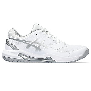 ASICS Women's Gel-Dedicate 8 Tennis Shoes, 8, White/Pure Silver