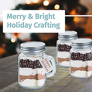 Otis Classic Glass Mason Jars - Mini Mason Jar Glasses with Lids & Handles for Halloween Decorations & Fall Décor, 3.4 Ounce Pack of 12 Mini Mason Jars with 18 Chalkboard Stickers, 20 Labels & Pen