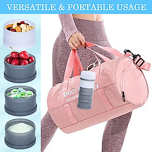 GIWOSK 2Pcs Protein Powder Travel Container, 4 Layers Stackable Leakproof Formula Container Dispenser To Go with Funnels Stand, Portable Keychain Protein Powder Container for Travel Workout Fitness