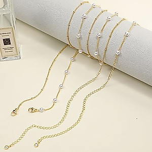 Amicon 2PCS 18K Gold Plated Waist Chain Pearl Belly Body Chain Layered Satellite Waist Chains Minimalist Beach Bikini Body Jewelry for Women 26.5-33Inch