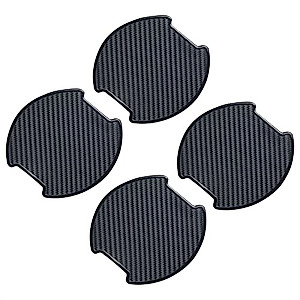 TANGSEN 4Pcs Universal 3D Carbon Fiber Texture Car Door Handle Paint Scratch Protector Non-Marking TPU Personalize Protective Pad Sticker