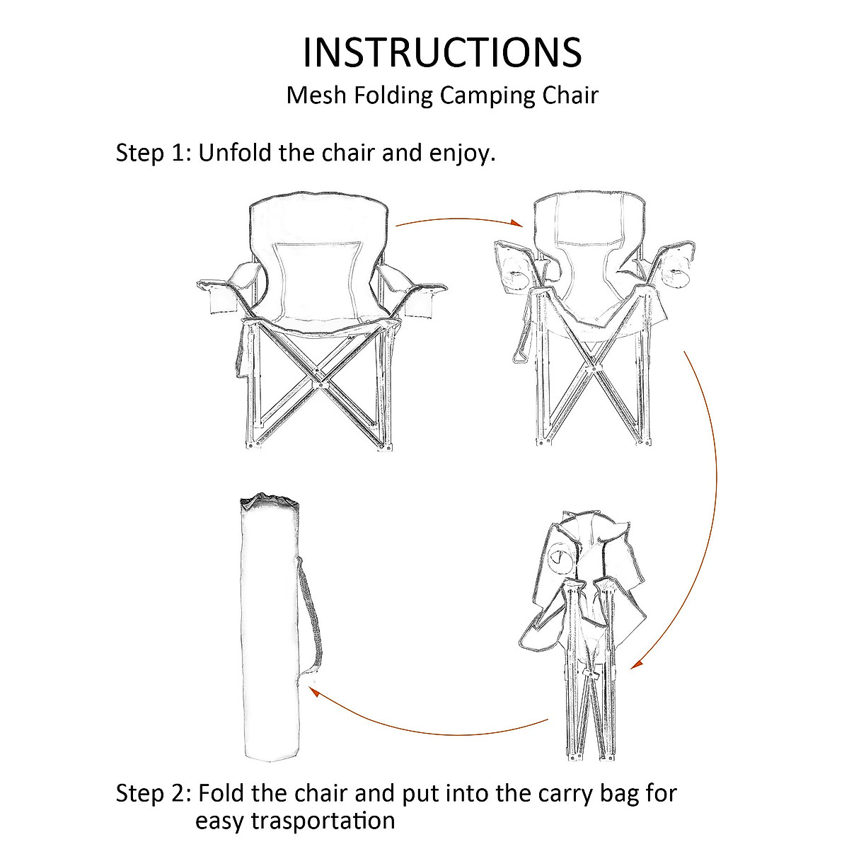 VOYSIGN Mesh Folding Camping Chairs for Adults, Oversized Portable Outdoor Chairs, Weight Capacity 325 lbs with Cup Holder, Storage Pocket, Carry Bag