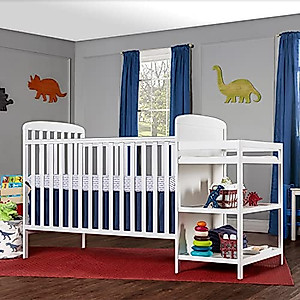 Dream On Me Anna 4-In-1 Full-Size Crib And Changing Table Combo In White