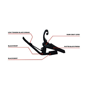Kyser Low-Tension Quick-Change Guitar Capo for 6-string guitars, Matte Blackout, KG6LT