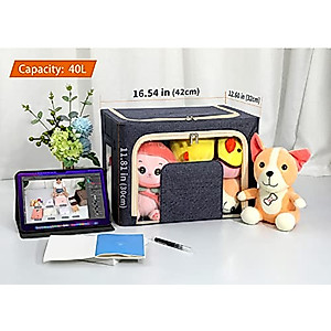 Furnhome 6 Pack Sturdy Clothes Storage Bins Organizer Containers, Stackable Storage Bins-Foldable Steel Frame Storage Box for Clothing Storage with Clear Window & Reinforced Handles