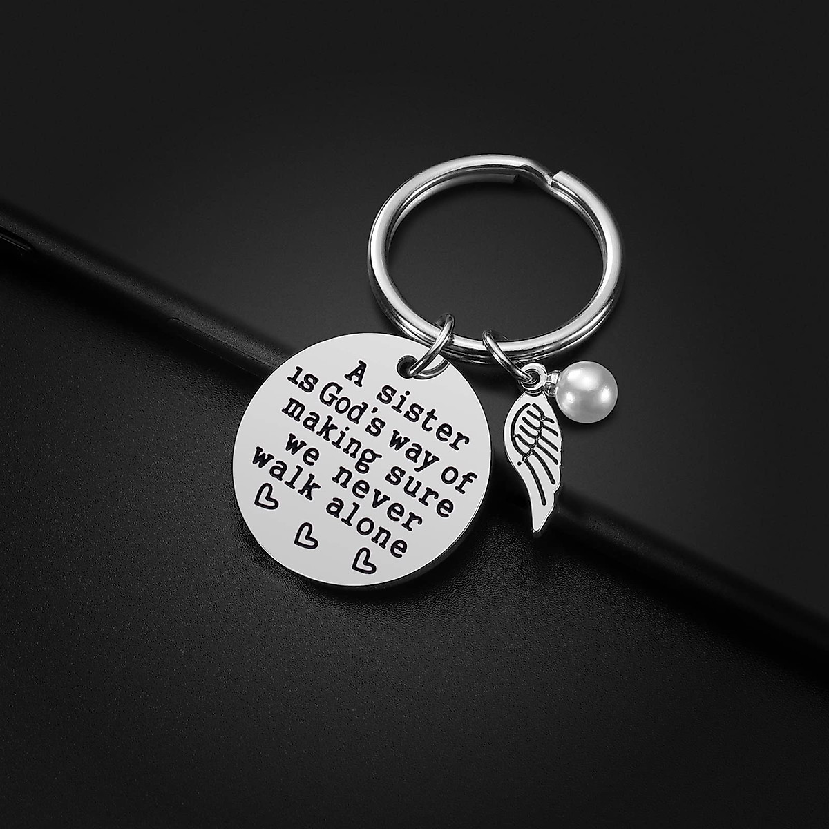 Sister Gift - A Sister is God's Way of Making Sure We Never Walk Alone Sister Keychain Sister Jewelry Christmas Birthday Gifts for Sisters from Sister