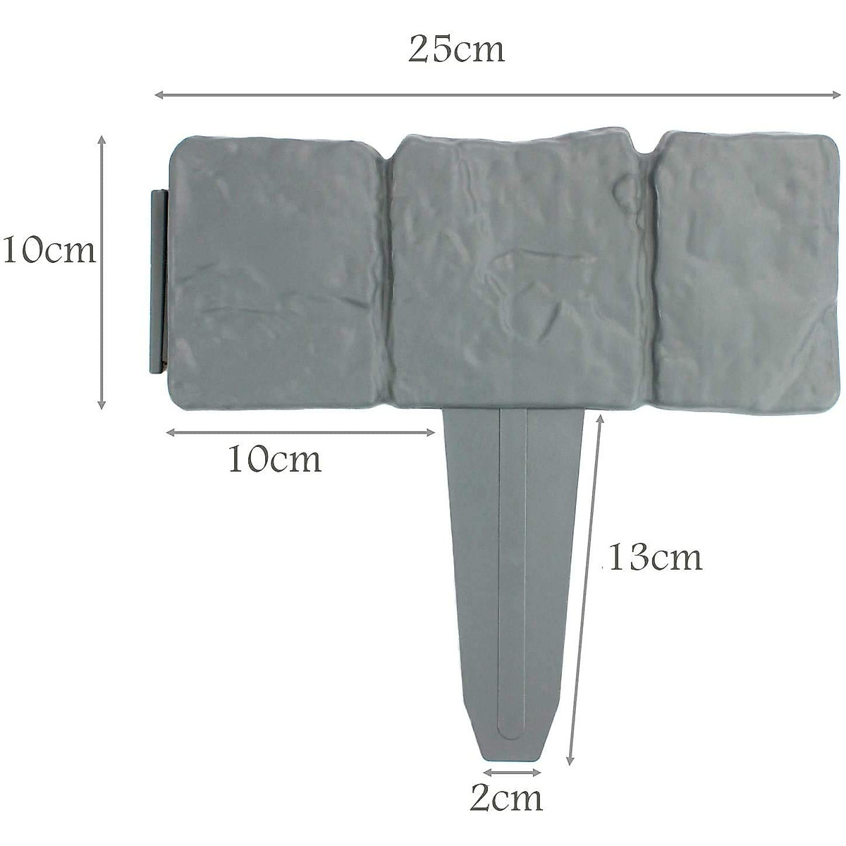 RZMY 40Pcs Garden Edging Border,DIY Stone Effect Plastic Palisade Fence Gray Decorative Flower Bed Interlocking Outdoor Lawn Border(32.8')