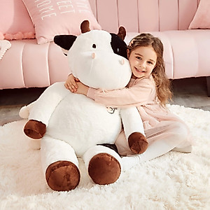 IKASA Giant Cow Stuffed Animal, 30 Inches Big Cow Plush Toy,Large Cute Jumbo Soft Toys,Huge Big Size Fluffy Plushy Fat Plushie,Gifts for Kids