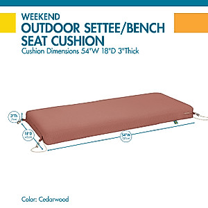Duck Covers Weekend Water-Resistant Outdoor Bench Cushion, 54 x 18 x 3 Inch, Cedarwood, Patio Furniture Cushions