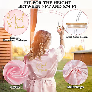 Irenare 8 Pcs Maid of Honor Proposal Gifts Set Robes Makeup Bag Cup Cards Hair Tie Bracelet Diamond Pen Bridesmaid Gift Box