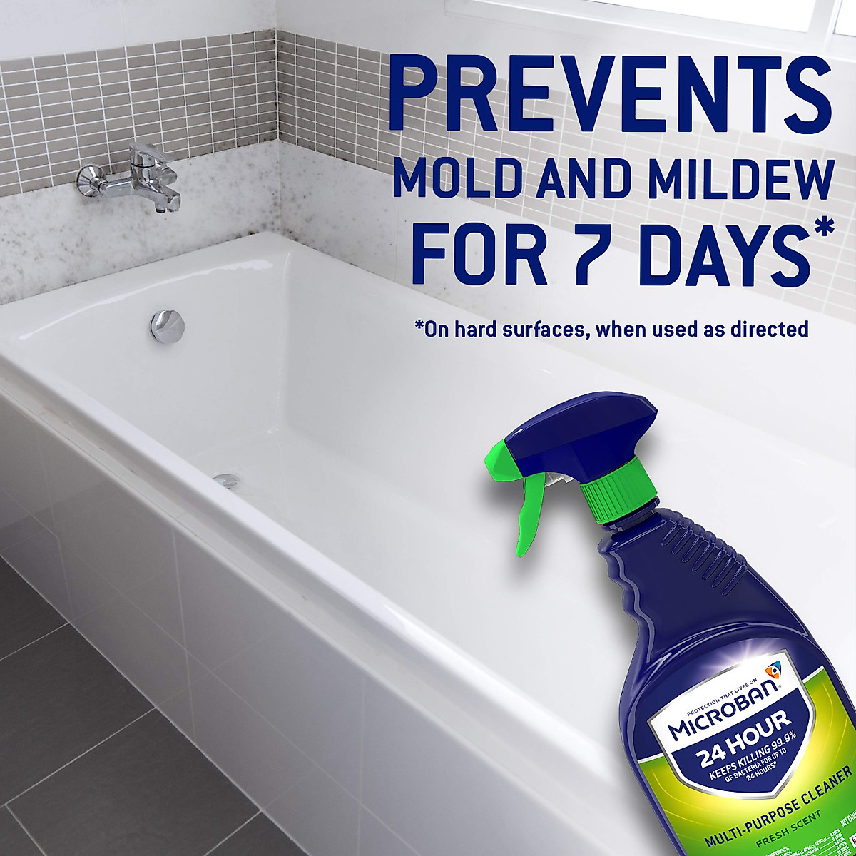 Microban Disinfectant Spray, 24 Hour Sanitizing and Antibacterial Spray, All Purpose Cleaner, Citrus Scent, 4 Count, 22 fl oz Each