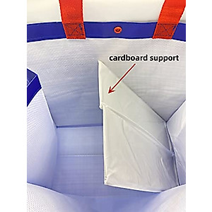 Little Fire Craft Reusable Grocery Bag Woven Plastic Shopping Bags Gift Bag Heavy Duty Moving Bag Lightweight Durable Foldable 3 Pack Orange