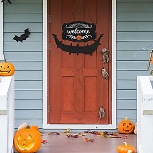 Jetec Welcome Door Sign Christmas Decor Fall Sign Seasonal Front Door Rustic Wood Welcome Notation Wall Hanging Porch Easter Interchangeable 14 x 9 Inch(Black with White Letters)